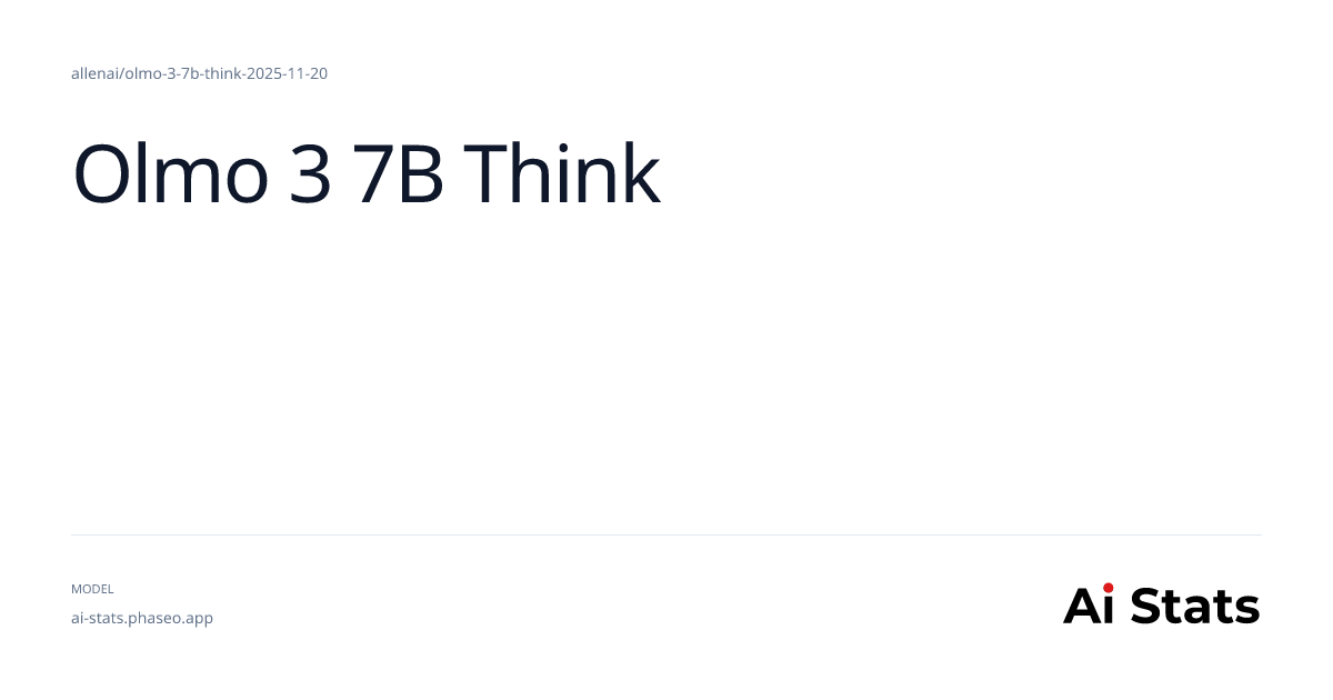 Olmo 3 7B Think Performance - Latency & Token Trajectory | AI Stats