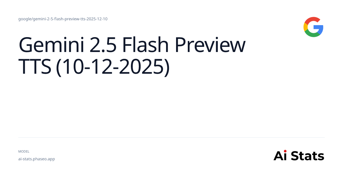 Gemini 2.5 Flash Preview TTS (10-12-2025) Benchmarks - Performance ...